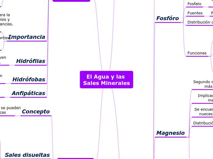 El Agua y las Sales Minerales - Mind Map